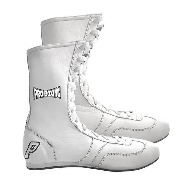 Pro Boxing® High Top Leather Shoes - White – FIGHT 2 FINISH